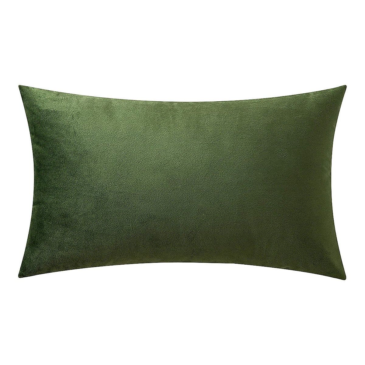 MIULEE Velvet Soft Solid Decorative Square Throw Pillow Covers Set Cushion Case for Spring Sofa Bedroom Couch 12 x 20 Inch Moss Green