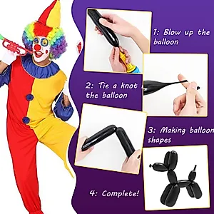 RUBFAC 260 Balloons 150pcs Black Long Balloons for Balloon Animals, Twisting Balloons for Balloon Garland Animals Modeling, Birthday, Wedding, Party Decorations