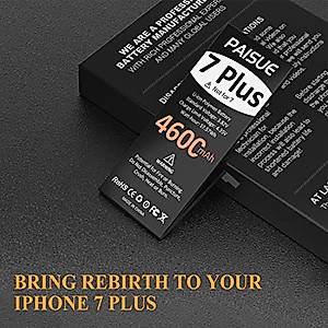 Battery for iPhone 7 Plus, Upgraded 4600mAh High Capacity Replacement Battery, New 0 Cycle Li-ion Battery for 7 Plus A1661 A1784 A1785 with Complete Repair Tool Kit and Instruction