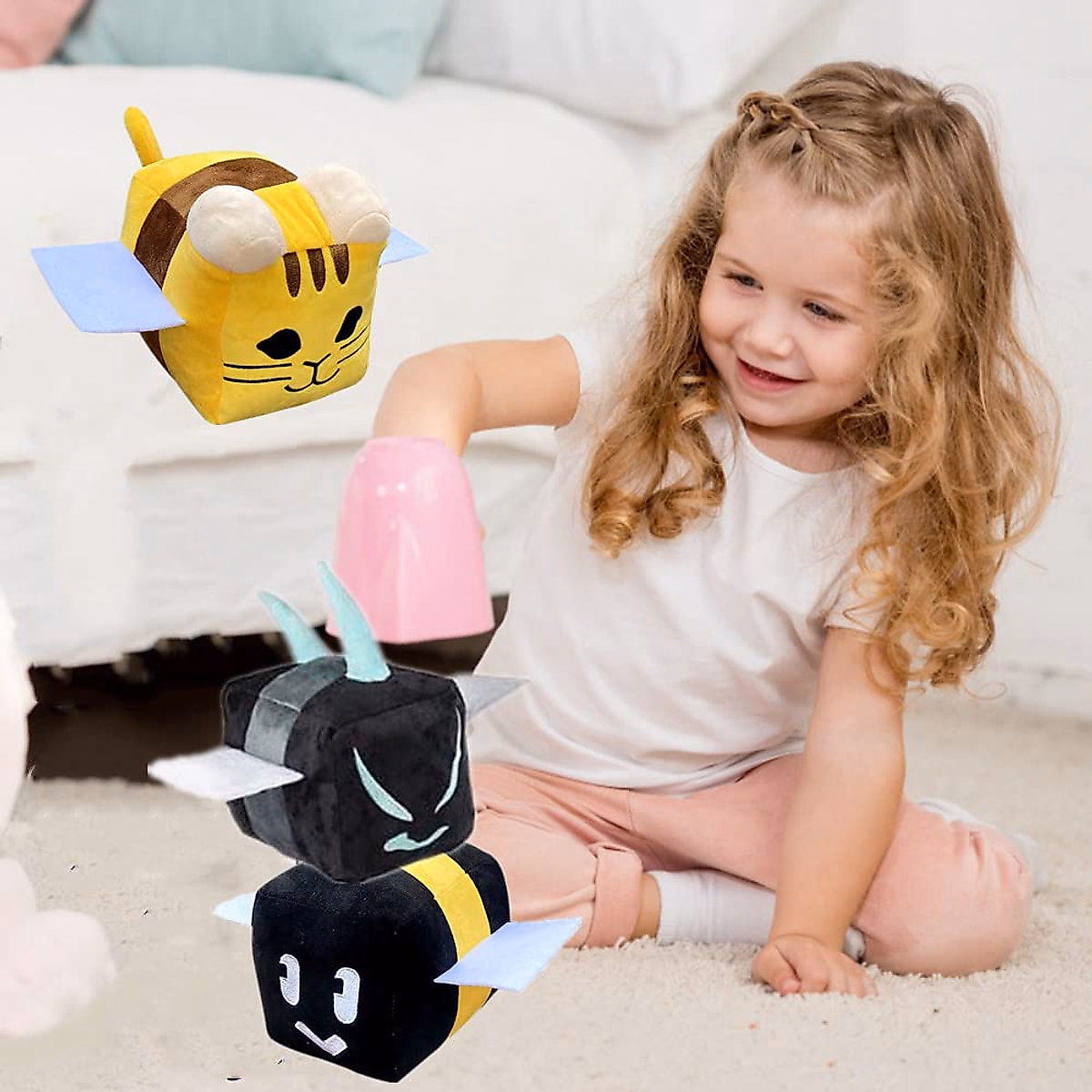 WZGHXL Bee Plush Toy -Bee Stuffed Animal - 7"/18cm Bee Plush Pillow - Gift for Boys, Girls, Bee Fans and Fans 3pcs (A)