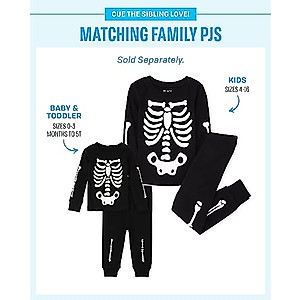 The Children's Place,Unisex Baby and Toddler Matching Family Glow Skeleton Snug Fit Cotton One Piece Pajamas,Black,5T