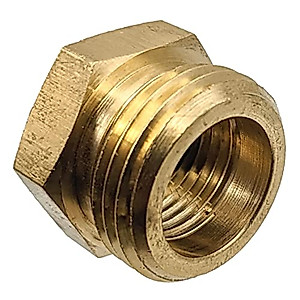 GRIDTECH Brass Garden Hose Adapter Fitting, 1/2” NPT Female Threads and 3/4" GHT Male Connector, shower pipe arm handshower adapter, Heavy-Duty High-Pressure Support, Rust and Corrosion Resistant