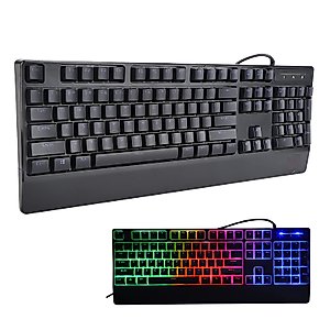 Goshyda Wired Gaming Keyboard,PC 104 Keys Mechanical Keyboard Durable USB Gaming Keyboard with Colorful Backlight,for Computer Notebook