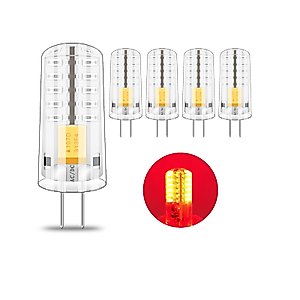 Megereet Red G4 LED Bulb 12V AC/DC 2W 20W Halogen Bulb Equivalent, G4 Bi-Pin Base Spotlight Light Lamps for RGB Landscape Holiday Christmas Decorations Halloween Lighting, 5 Packs