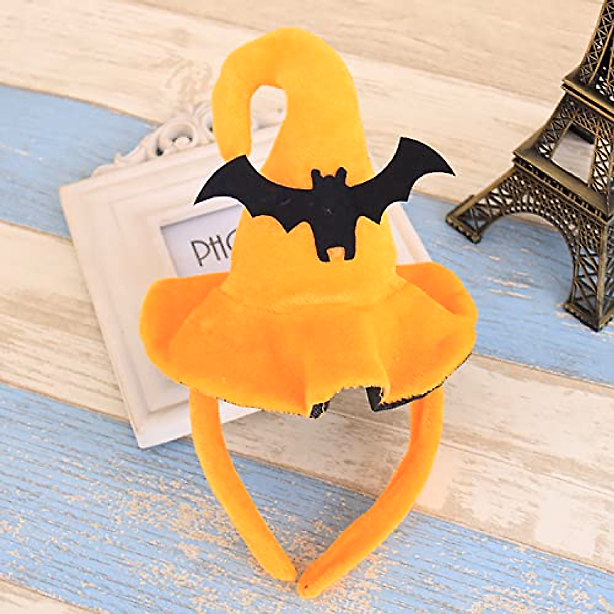 Pet Halloween Headband for Dogs Cats Black Bat Orange Hat Costume Dress Up Accessories for Medium Large Pet for Cosplay and Makeup