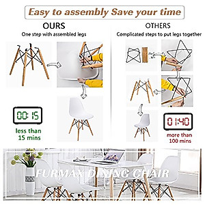 Furmax Pre Assembled Style Mid Century Modern DSW Shell Lounge Plastic Kitchen, Dining, Bedroom, Living Room Side Chairs Set of 4, White