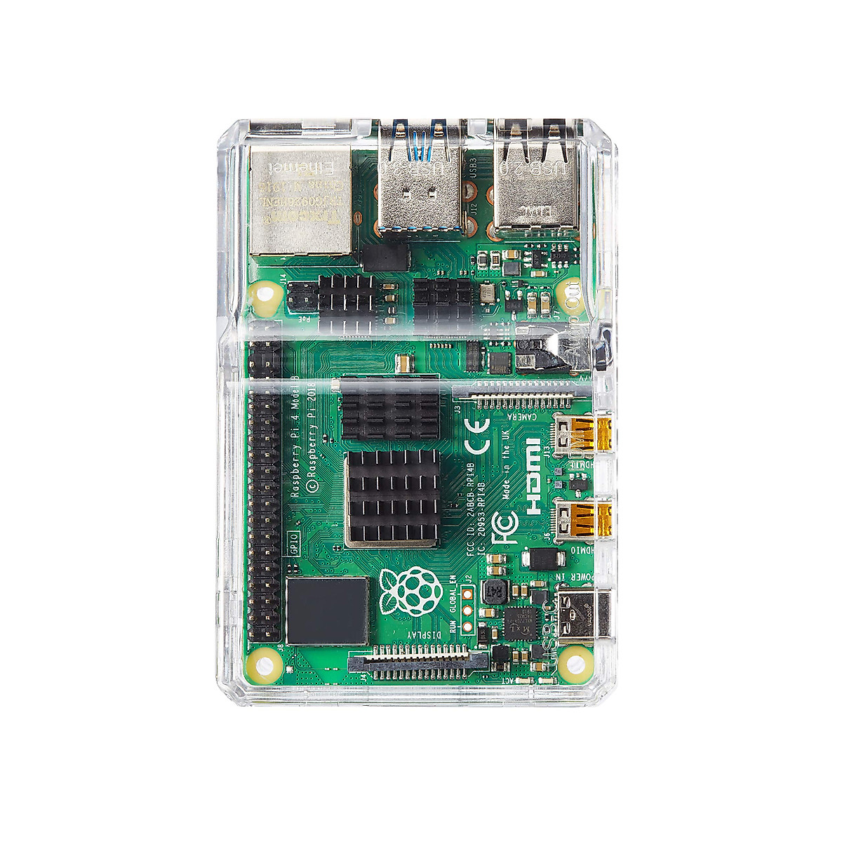 Vilros Clear Transparent Slim Compact Case for Raspberry Pi 4-Includes Sealed and Open Cover Options