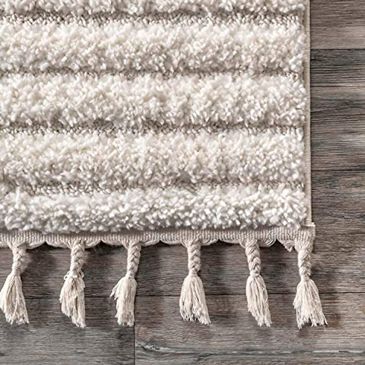 nuLOOM Risette Geometric Shag Tassel Area Rug, 9' x 12', Beige
