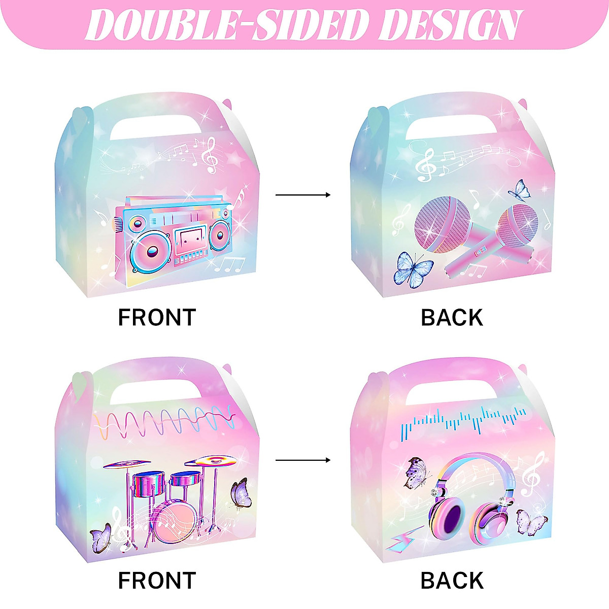 LaVenty 12 PCS Singer Theme Party Party Favor Boxes Singer Theme Birthday Party Supplies Treat Boxes Kids Candy Treat Bag for Birthday Wedding Bridal Shower