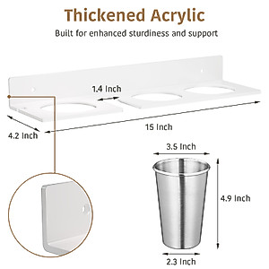 ZASIMO Hair Tool Organizer Wall Mount with 3 Stainless Steel Cup, 4mm Thickened Acrylic Hair Dryer Holder, Bathroom Accessories Storage for Blow Dryer, Curling Wand, Flat Iron, Hair Straighteners