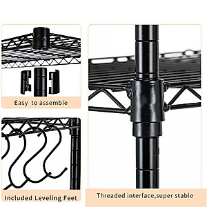 wenyuyu 5 Tier Storage Shelf Rack Black Metal Heavy Duty Wire Shelving Unit Organizer Shelves for Pantry Garage Closet Kitchen Laundry Bathroom (Black)
