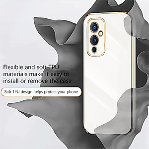 KuDiNi for Oneplus 9 Case, Oneplus 9 Phone Case for Women Girls Electroplating Cute Luxury Bling Aesthetic Trendy Pretty, Full Camera Soft TPU Protection Shockproof Cover for Oneplus 9 (White)