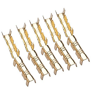100 pcs Brass Connectors Kit, Male and Female Spade Quick Splice Quick Electric Wiring Butt Connector for for Car Audio Speaker AWG 22-14 Gauge
