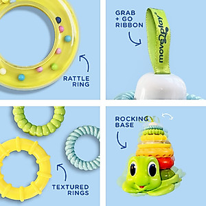 Move2Play, Turtle Ring Stacking Toy, Gift for 1 Year Old Boys & Girls, Baby Toys, 6 to 12 Months, Ages 0-6+, 9, 10, 18+ Months