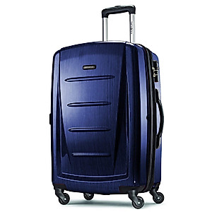 Samsonite Winfield 2 Hardside Expandable Luggage with Spinner Wheels, Navy, Checked-Medium 24-Inch