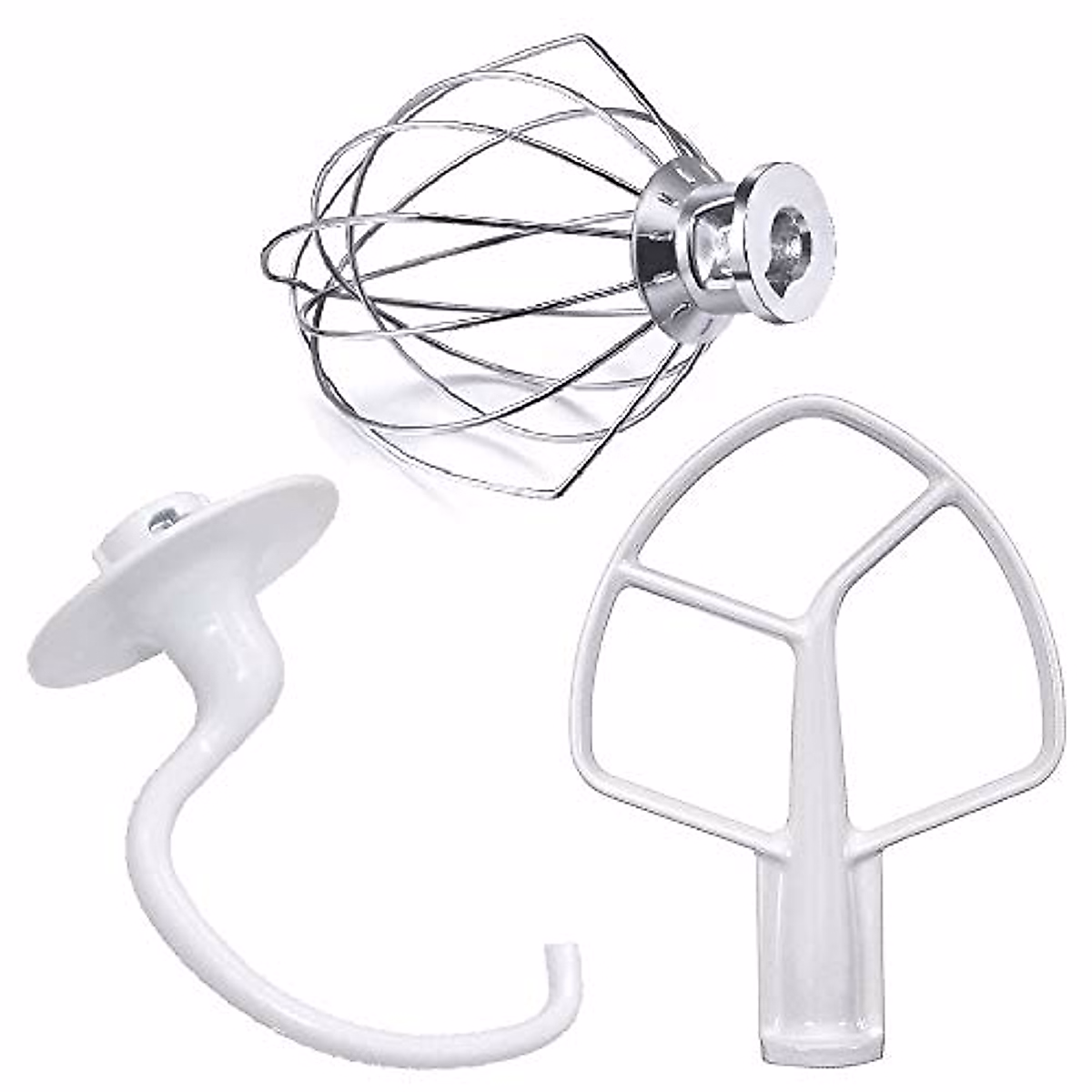 Mixer Aid Attachments Including K5AB Coated Flat Beater&K5ADH Dough Hook for Kitchen Stand Mixer&K5AWW Wire Whip Perfect for 5 Quart Kitchen Mixers Aid Attachments by MIFLUS