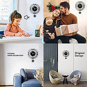 MEISD Wall Clock for Living Room Decor, Decorative Modern Wall Clocks with Pendulum for Bedroom Kitchen Office Home, 14.6 Inch Big Decoration Wall Clock Battery Operated, Silent Clock Non Ticking
