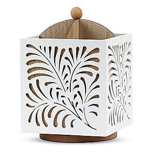 AHUONEL 360° Rotating Kitchen Utensil Holder for Countertop, Wooden Utensil Organizer Cutlery Holder, Utensil Caddy Utensil Crock, Silverware Flatware Organizer for Spoons, Knives, Forks, 5.5" x 6.3"