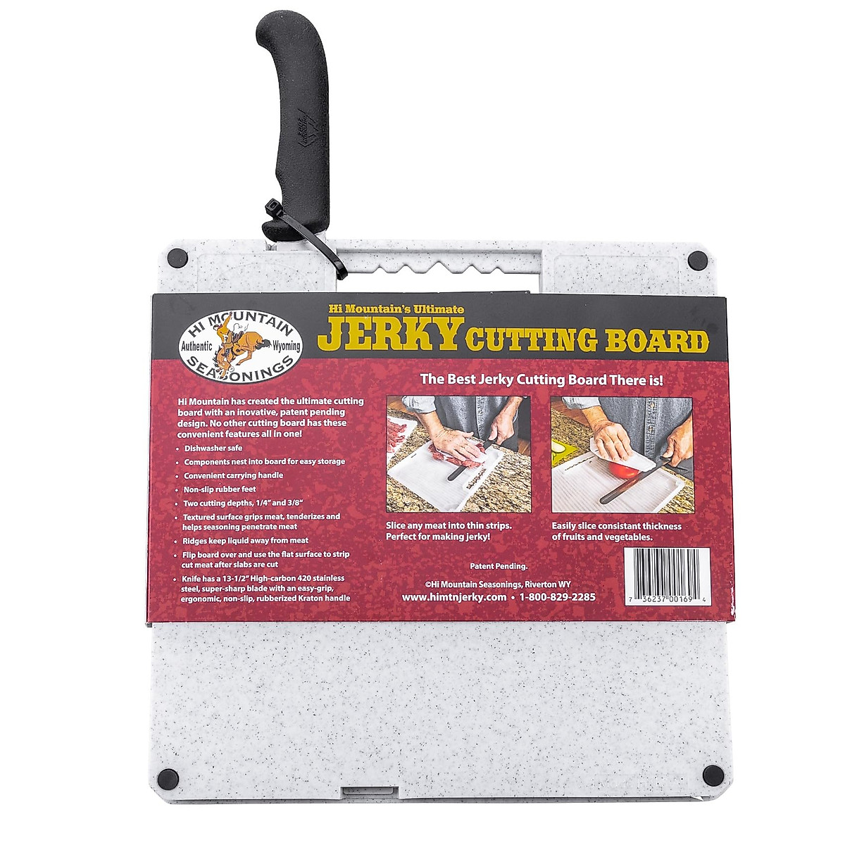 Hi Mountain Jerky Cutting Board & Slicing Knife. Safely Carve Uniform 1/4" and 3/8" Thick Meat Cuts to Make Mouthwatering Homemade Jerky