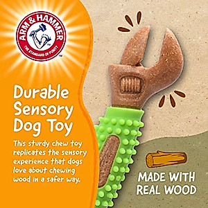 Arm & Hammer for Pets Chew Tools Collection: Wood Blend Wrench Chew Toy for Dogs | Compressed Wood Dog Chew Toys with Baking Soda, Safer & Durable Alternative to Chewing Sticks 8 Inch