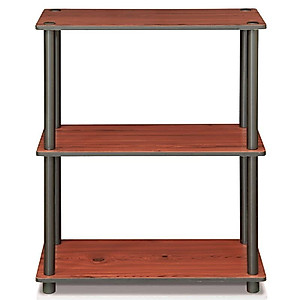 Furinno Turn-N-Tube 3-Tier Compact Multipurpose Shelf Display Rack, Dark Cherry