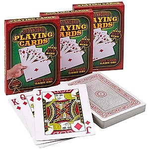 Jumbo Large Playing Cards - (3 Decks) Big 5 x 7 Inch Giant Deck of Cards Huge Playing Cards Poker Playing Cards for Casino Theme Party Decorations Game Night and Magic Supplies