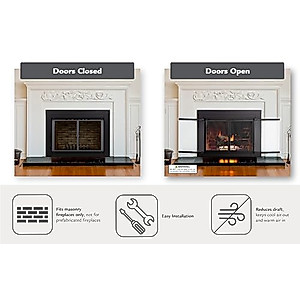 Pleasant Hearth AN-1010 Alpine Fireplace Glass Door, Black, Small