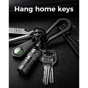 FEGVE Titanium Mini Key Chain Rings Small Quick Release Connecting Keychain for Home Keys Organization (Black-2*Mini Links+3 * 0.86 in Ti Keyrings)