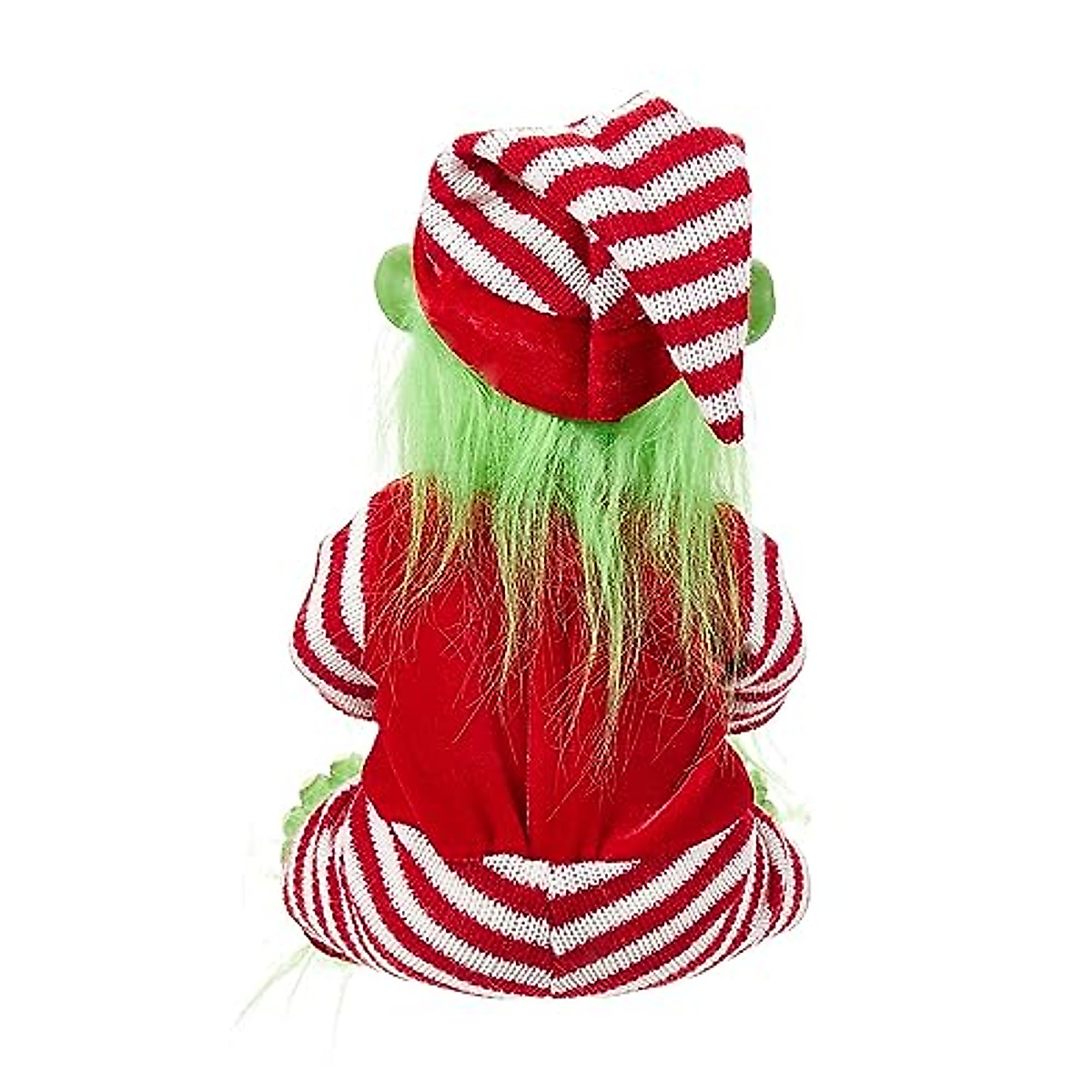 TRURENDI Christmas Doll, 10'' Green Furry Monster Latex Doll with Cute Xmas Clothes, Christmas Doll Gifts Xmas Decor (Red Stripes, 28 * 20 * 20 cm)