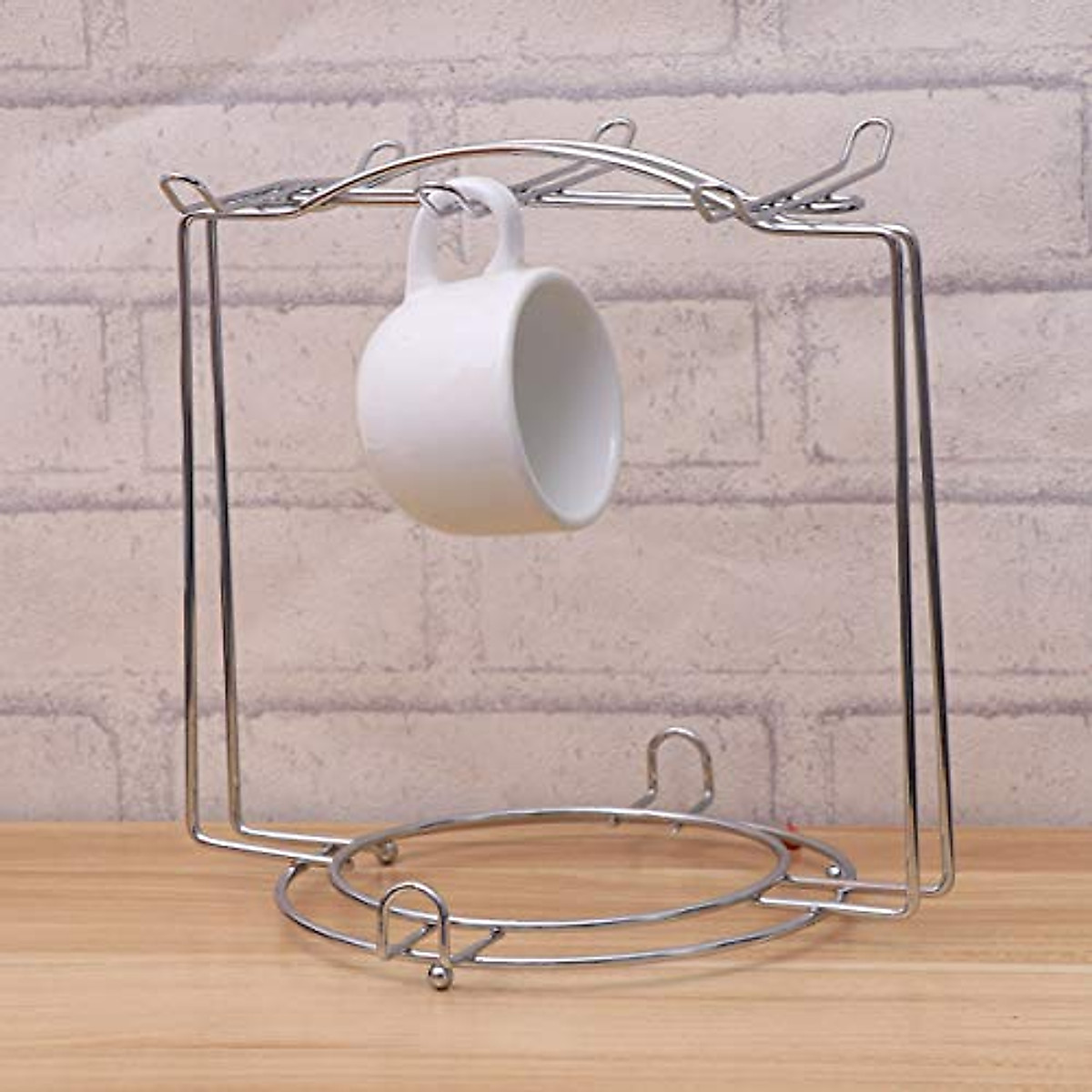 Cabilock Mug Stand Mug Plates Holder Coffee Cup Rack Stand Stainless Steel Coffee Cup Holders for 4 Cups 6 Plates ( Silver ) Mug Tree