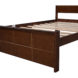 STP-Y Twin Size Platform Bed, Wood Platform Bed Frame with Headboard and Footboard, Solid Wood Legs, Wood Slats Support, No Box Spring Needed, Easy Assembly, Platform Bed Frame for Kids Teens Adults(W