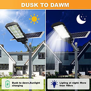 1200W Solar Street Lights Outdoor,42000 Lumens Daylight Solar Led Light with Remote Control,Dusk to Dawn Solar Security Flood Lights
