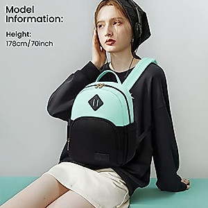 LOVEVOOK Mini Backpack Purse for Women, Small Fashion Backpack, Lightweight Cute Daypack for Travel Dating Black-Cyan Blue