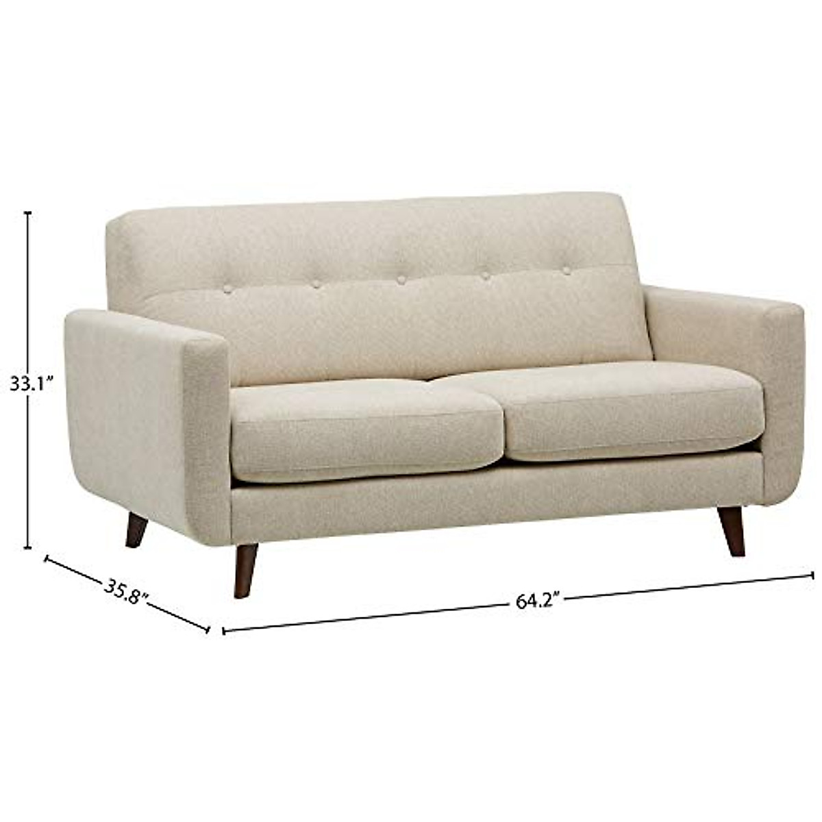 Amazon Brand – Rivet Sloane Mid-Century Modern Loveseat Sofa, 64.2"W, Shell