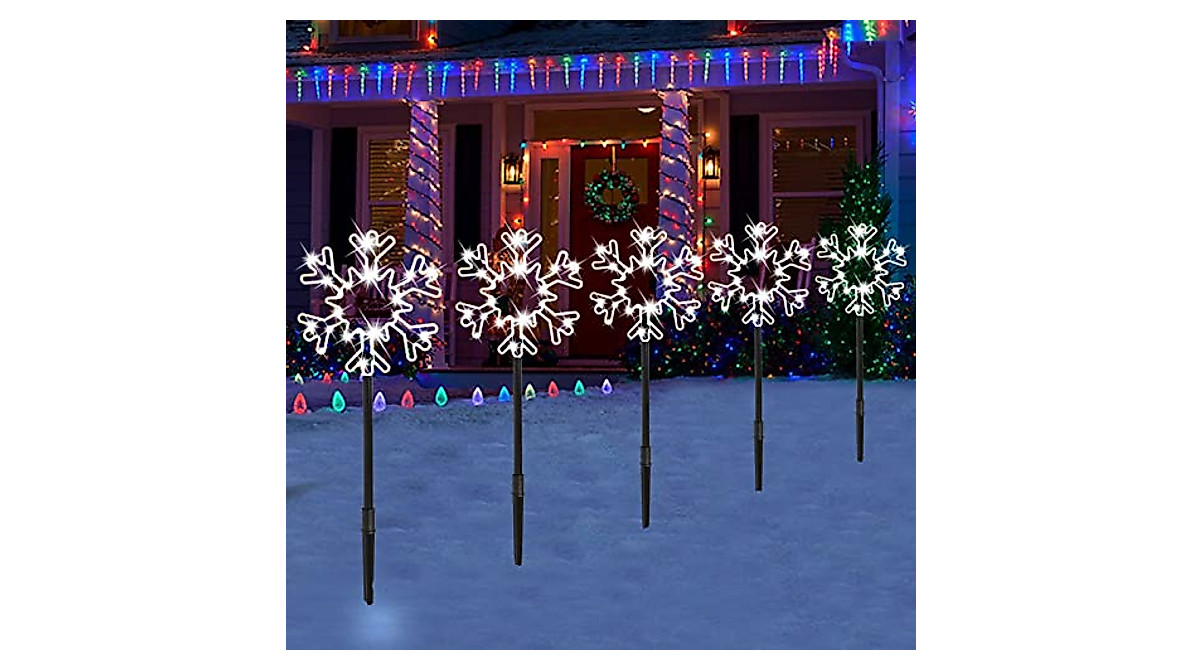Holiday Magic: 5-Piece Snowflake Pathway Lights with 120 LEDs