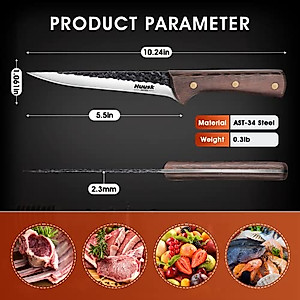 Huusk Viking Knife with Sheath Meat Cleaver Knife Bundle with Sharp Fillet Knives for Meat, Fish, Poultry