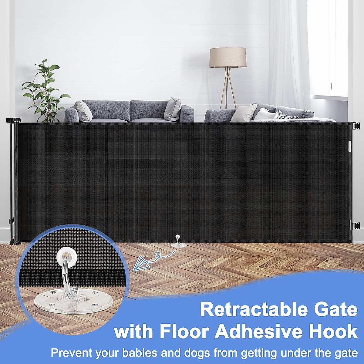 42" Tall X 115" Long Baby Gates Indoor Extra Long Baby Gates for Large Openings Extra Tall Retractable Dog Gates for The House Extra Wide Retractable Pet Gate Extra Large Baby Gate Extra Long Dog Gate