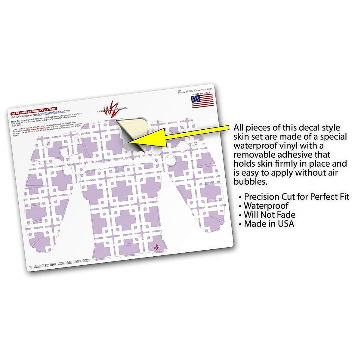 WraptorSkinz Skin Wrap compatible with Sony PS5 DualSense Controller Boxed Lavender (CONTROLLER NOT INCLUDED)