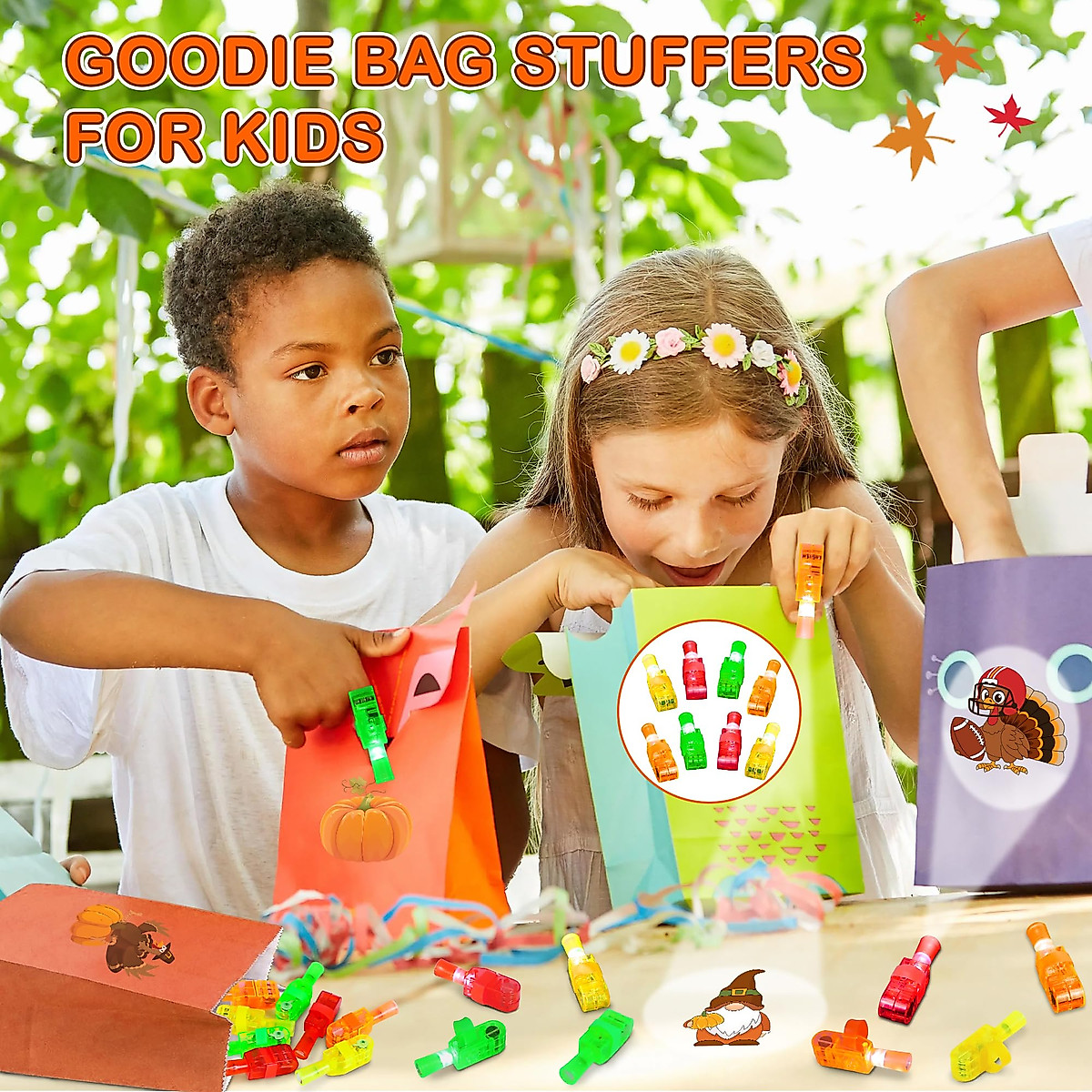 Fall Thanksgiving Party Favors, 32 Pcs Finger Lights for Kids Pumpkin Turkey Light Up Toys Bulk Fall Festival Prizes Treats Goodie Bag Stuffers Pinata Fillers Thanksgiving Party Decorations Supplies