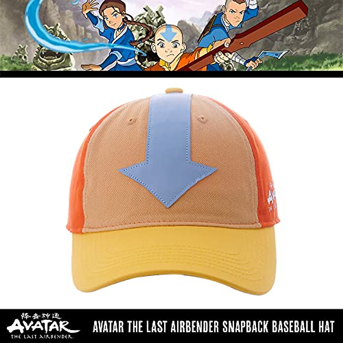 Avatar The Last Airbender Baseball Hat, Arrow Mark Cotton Adult Adjustable Snapback Ball Cap with Curved Brim, Multi, One Size