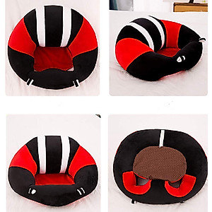 Syhonic Baby Kids Support Seat Sofa Plush Soft Animal Shaped Baby Learning to Sit Chair Keep Sitting Posture Comfortable for 3-16 Months Baby(Black & Red)