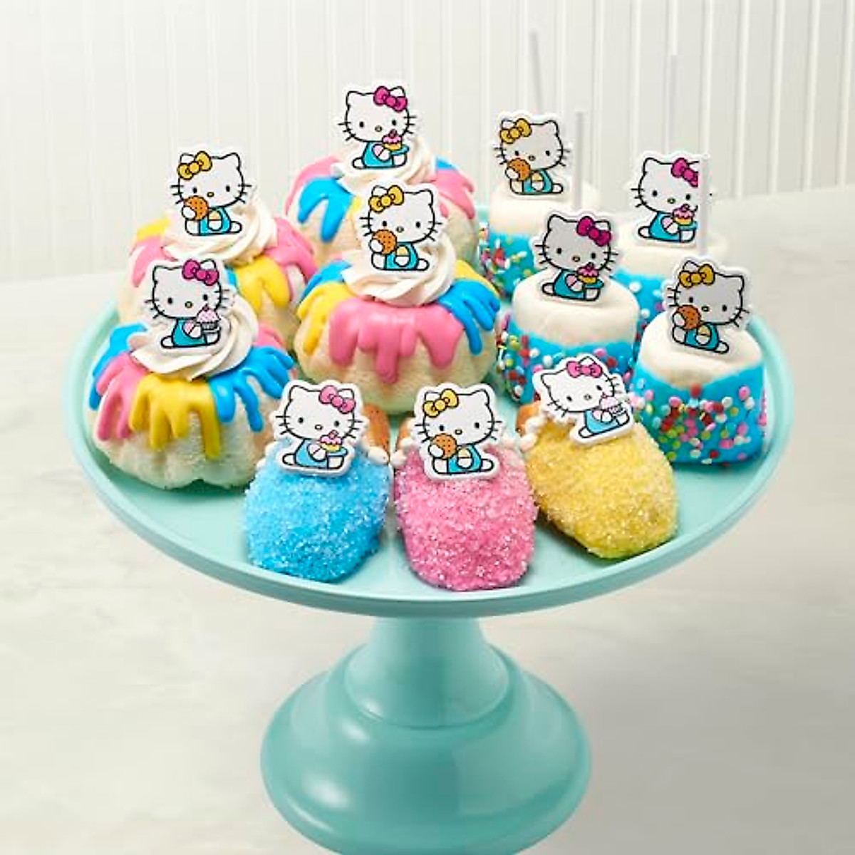 DecoPac Hello Kitty® Rings, Cupcake Decorations Featuring Hello Kitty and Mimmy, Pink And Yellow - 24 Pack