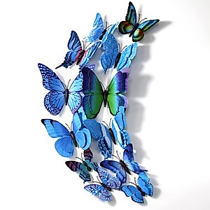 RENUIS 24pcs Butterfly Wall Decor,3D Butterfly Decals for Wall Sticker,Magnetic Butterflies Decor,Stickers for Kids Bedroom Party Wedding Crafts Decoration,Removable Mural Stickers Bedroom Decor