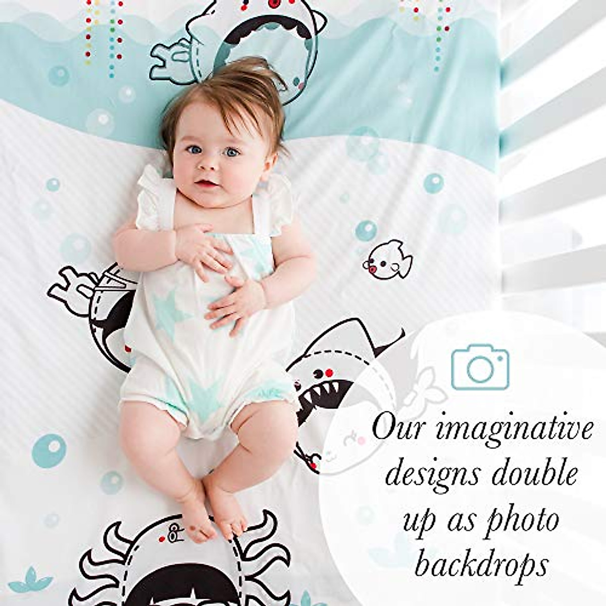 Rookie Humans 100% Cotton Sateen Fitted Crib Sheet: Dive in, Modern Nursery, Use as a Photo Background for Your Baby Pictures. Standard Crib Size (52 x 28 inches)