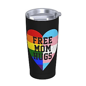 QIANGLAI LGBTQ-Pride-Awareness-Free-Ally-Hugs Stainless Steel Insulated Drinking Sport Cup Coffee Mug 20 Ounce with Lids and Straws