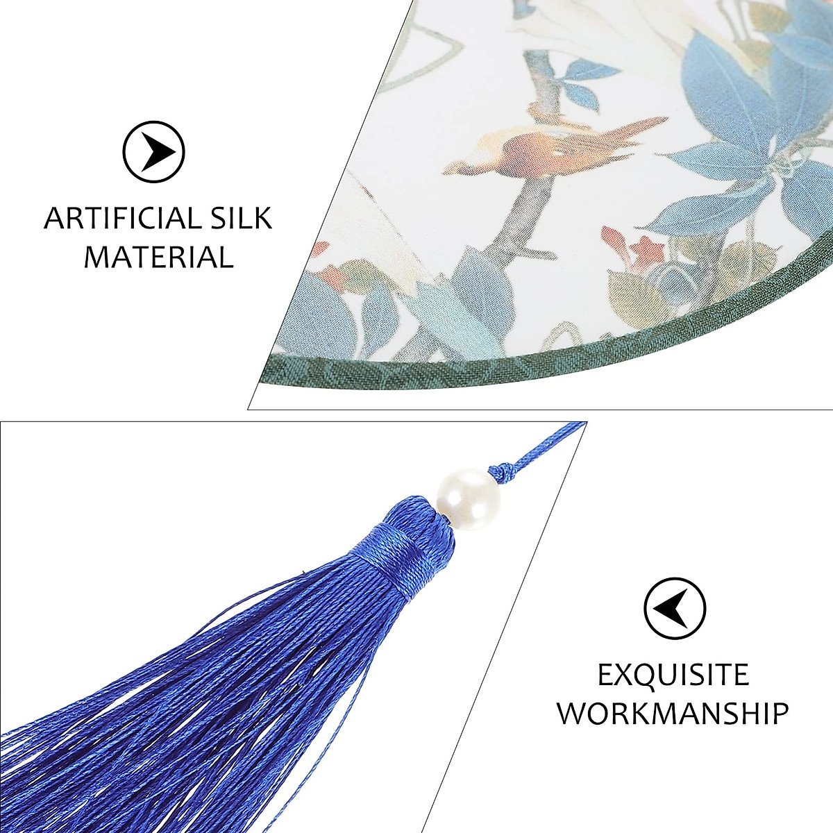 Abaodam Translucent Round Fan Handmade Handheld Fan Chinese Fans Folding Fan Vintage Paddle Hand Fan Women Boutique Cosplay Fan Prop Handheld Mini Fan Retro Fan Women's Hanfu Silk China