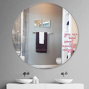 2x Bathroom Decal,Vinyl Mirror Decal,Positive Affirmation Decal,Bedroom Wall Decals,Affirmation Stickers for Mirror, for Kids, for women, Bathroom Decal,Vanity Mirror Decal (pink)