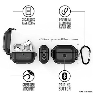 Total Protection Bundle, 2 Waterproof Cases for Airpods Pro. Secure Locking System, Full-Body Protective Rugged case, Shockproof, Carabiner