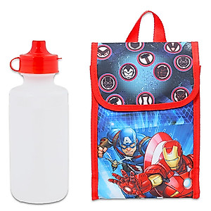 Marvel Shop Marvel Avengers Backpack, Lunch Box, and Spiderman School Supplies Set ~ Bundle with 16 Avengers School Bag, Lunch Box, Stickers, Notebook, and More Superhero superhero backpacks