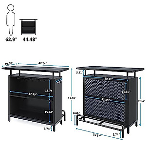 Tribesigns Home Bar Unit, 47 Inches PU Leather Bar Tables Liquor Cabinet with Wine Glasses Holder and Metal Footrest Wine Rack for Kitchen Living Room